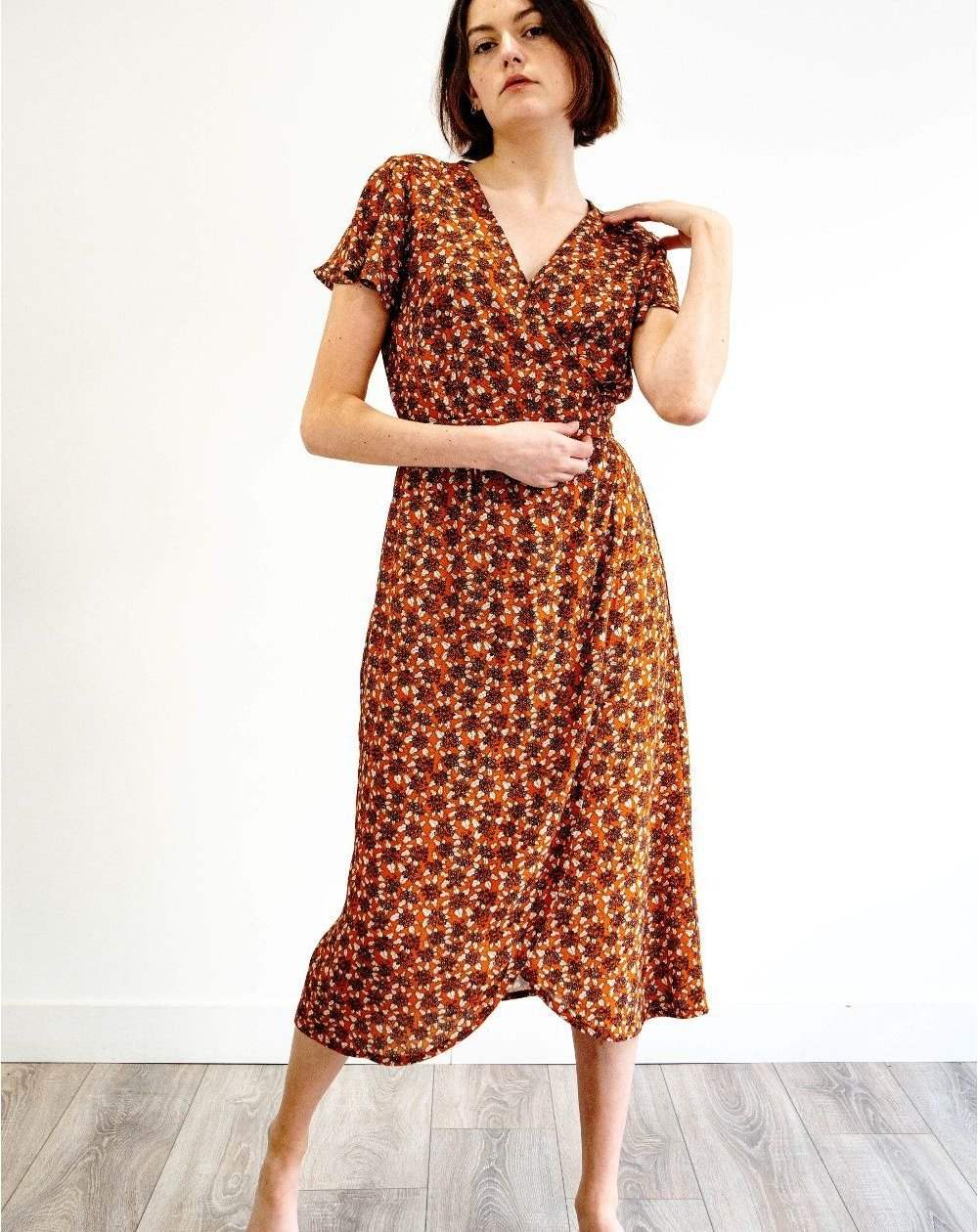 Preorder wrap dress Zargot, made of 100% viscose EcoVero